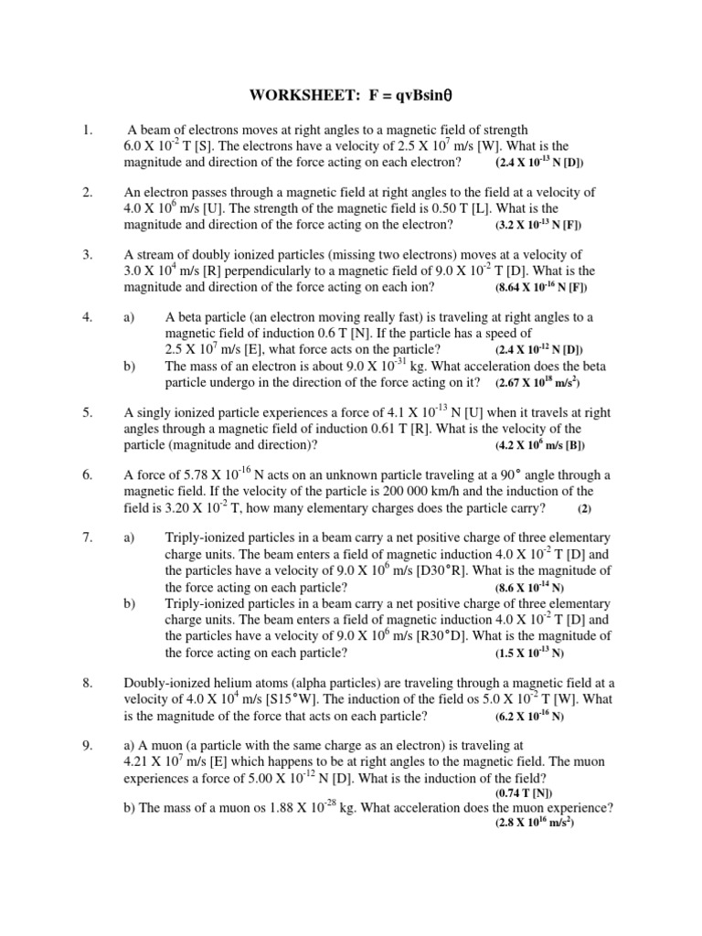 Worksheet: F Qvbsin | PDF | Electron | Ion