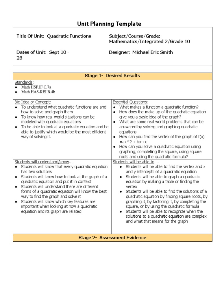 3-Week Lesson Plan | PDF | Quadratic Equation | Equations