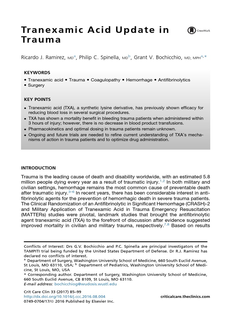 TXA Update in Trauma | PDF | Major Trauma | Bleeding