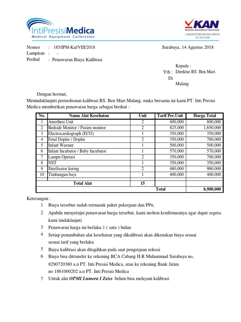Kalibrasi Alat Medis Yang Di Kalibrasi | PDF