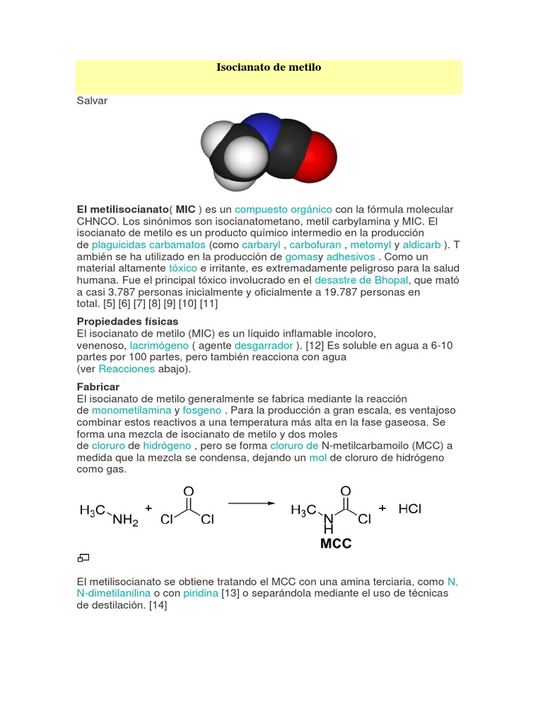Isocianato de Metilo | PDF | Catálisis | Amoníaco
