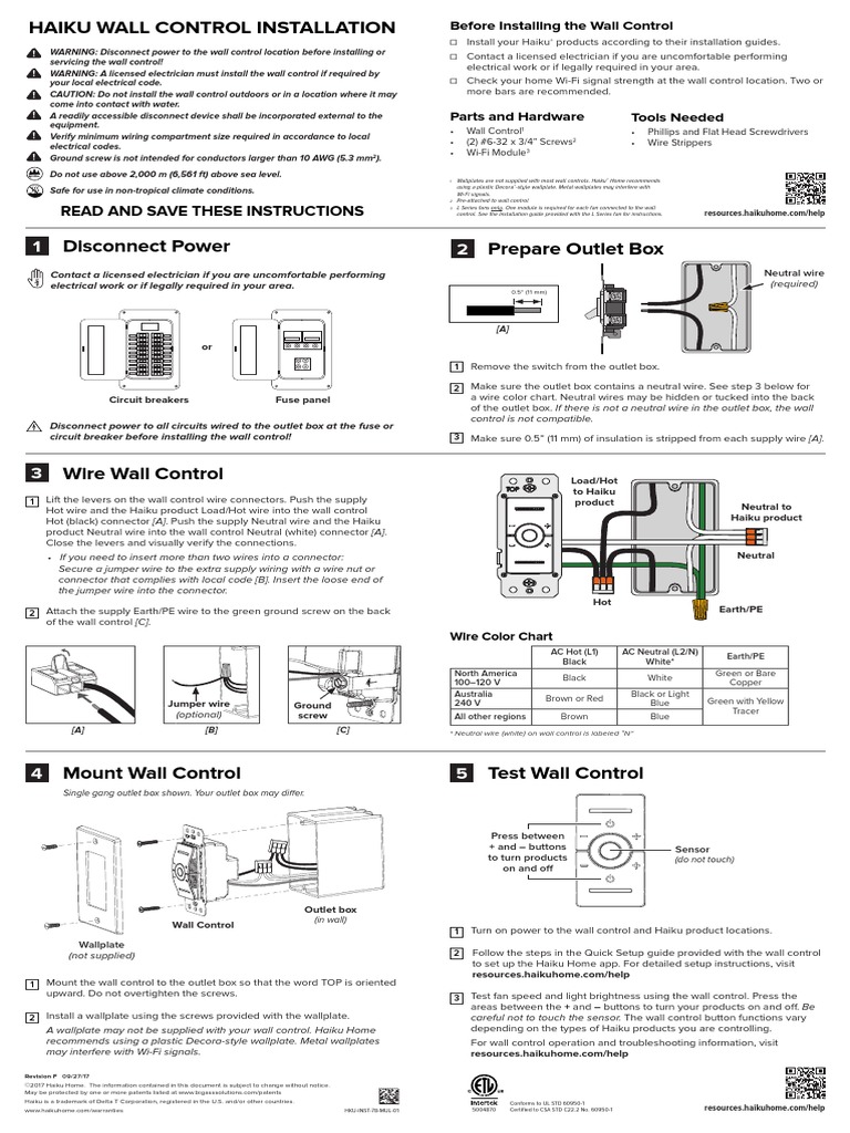 Haiku Wall Control Installation Guide PDF | PDF | Equipment | Electricity