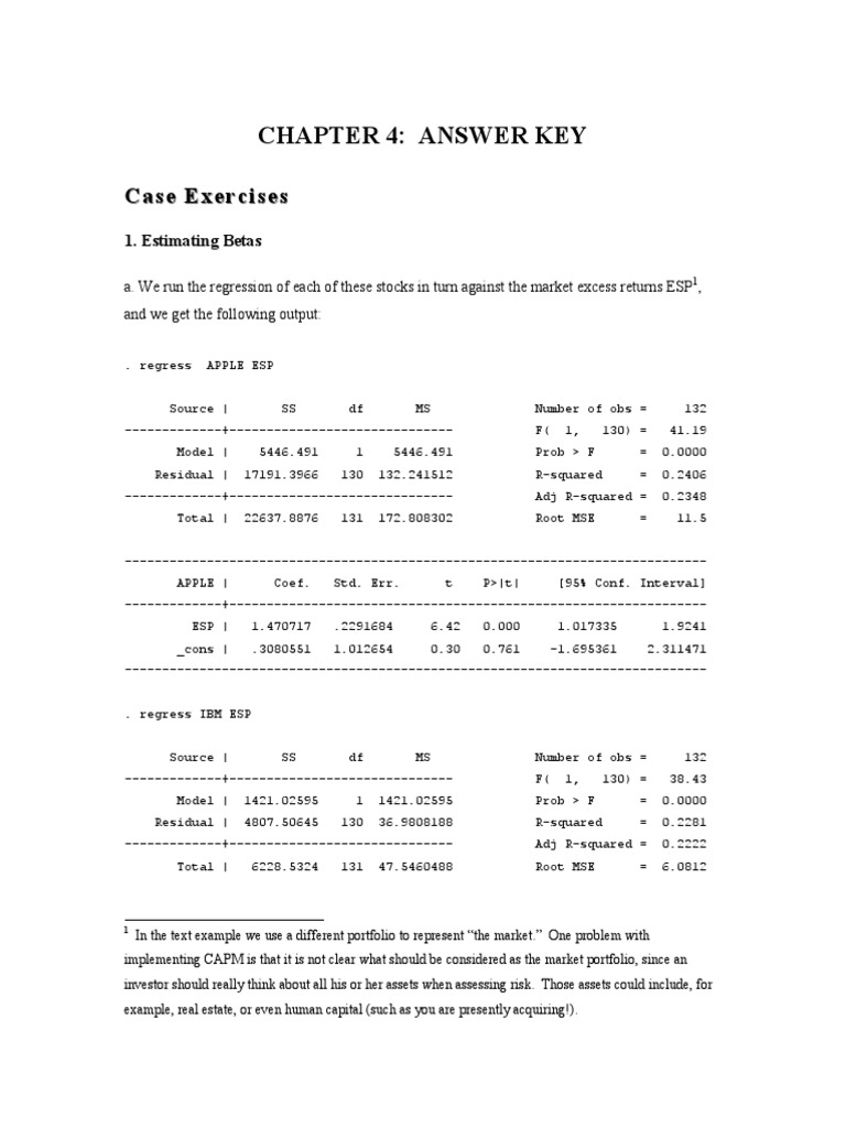Chapter 4: Answer Key: Case Exercises Case Exercises | PDF | P Value | Confidence Interval