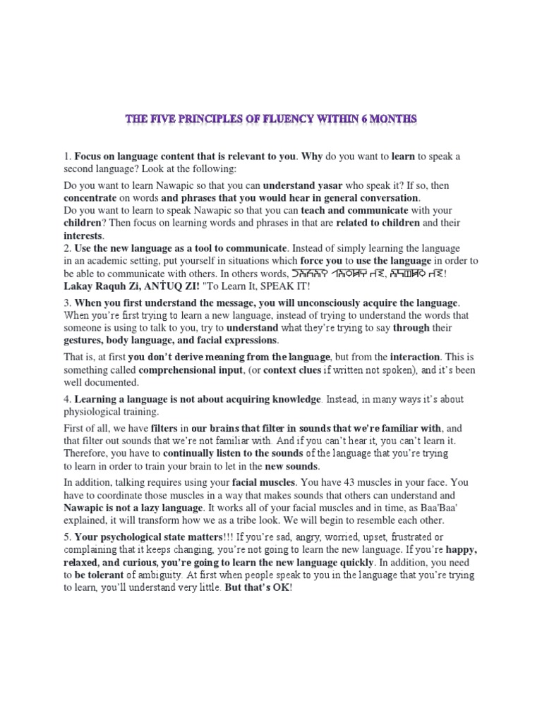The 5 Principles of Fluency | PDF | Body Language | Neuropsychological ...