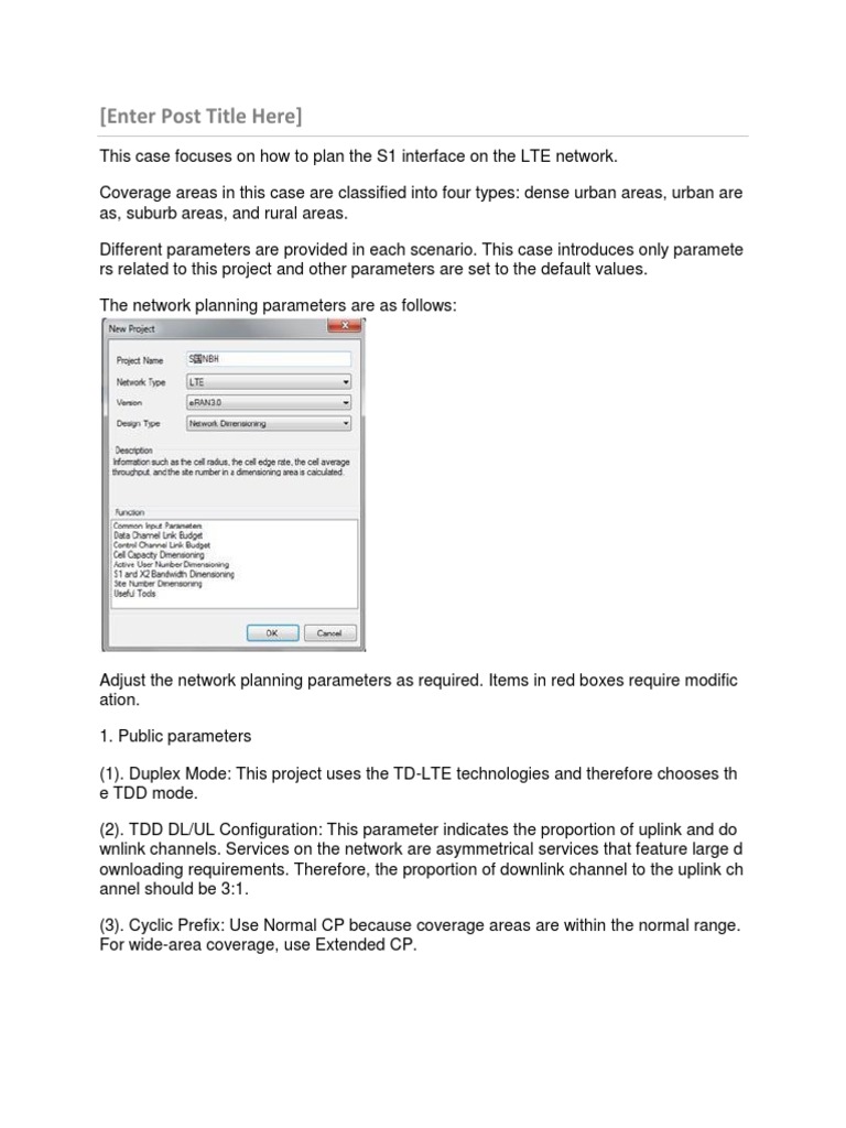 Configuring Network Parameters and Calculating S1 Interface Bandwidth for an LTE Network ...