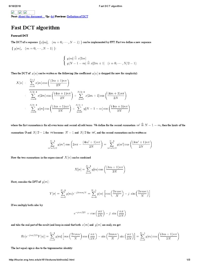Fast Dct Algorithm Download Free Pdf Discrete Fourier Transform Fast Fourier Transform