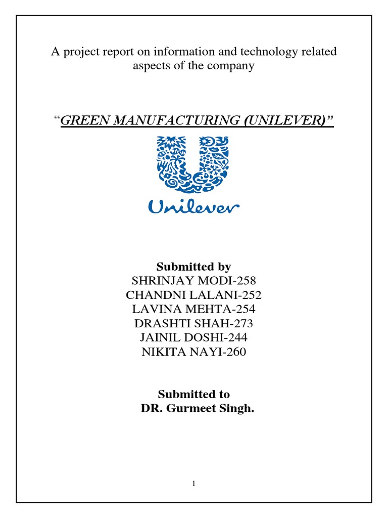 UNILEVER Green Manufacturing | PDF | Sustainability | Unilever