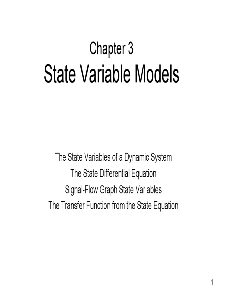 State Variable Models Pdf Control Theory Systems Science