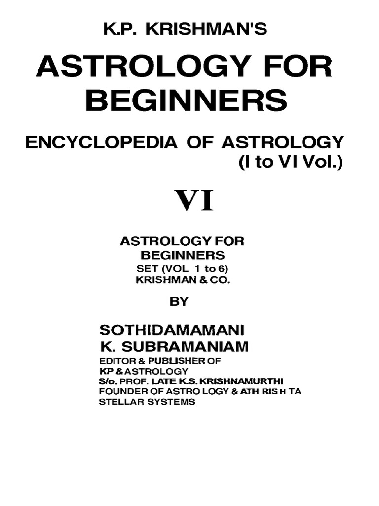 K P Krishman S Astrology For Beginners Encyclopedia of Astrology Vol 6 ...