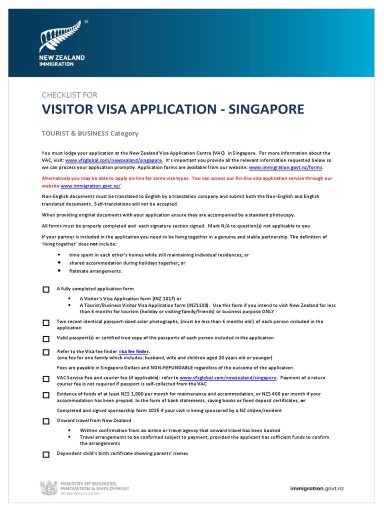 Checklist Visitor Tourist Business-Singapore-Final Version 180516 | PDF ...