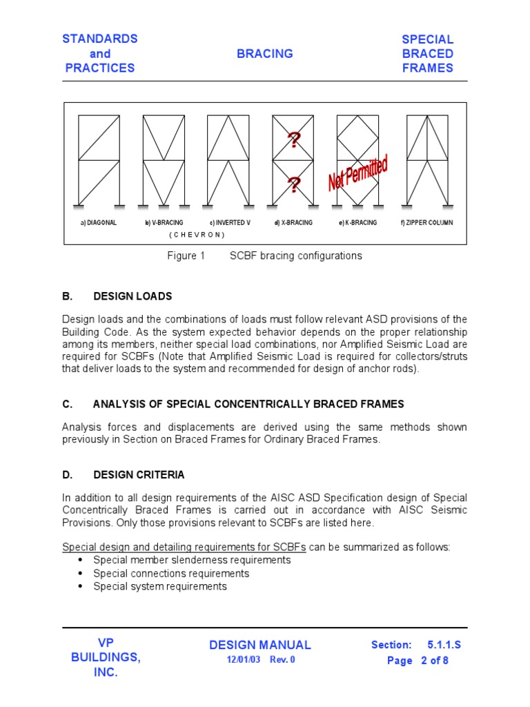 Standards and Practices Bracing Special Braced Frames: B. Design Loads ...