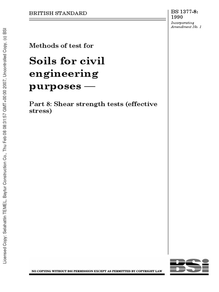 BS 1377-8 | PDF | Stress (Mechanics) | Continuum Mechanics