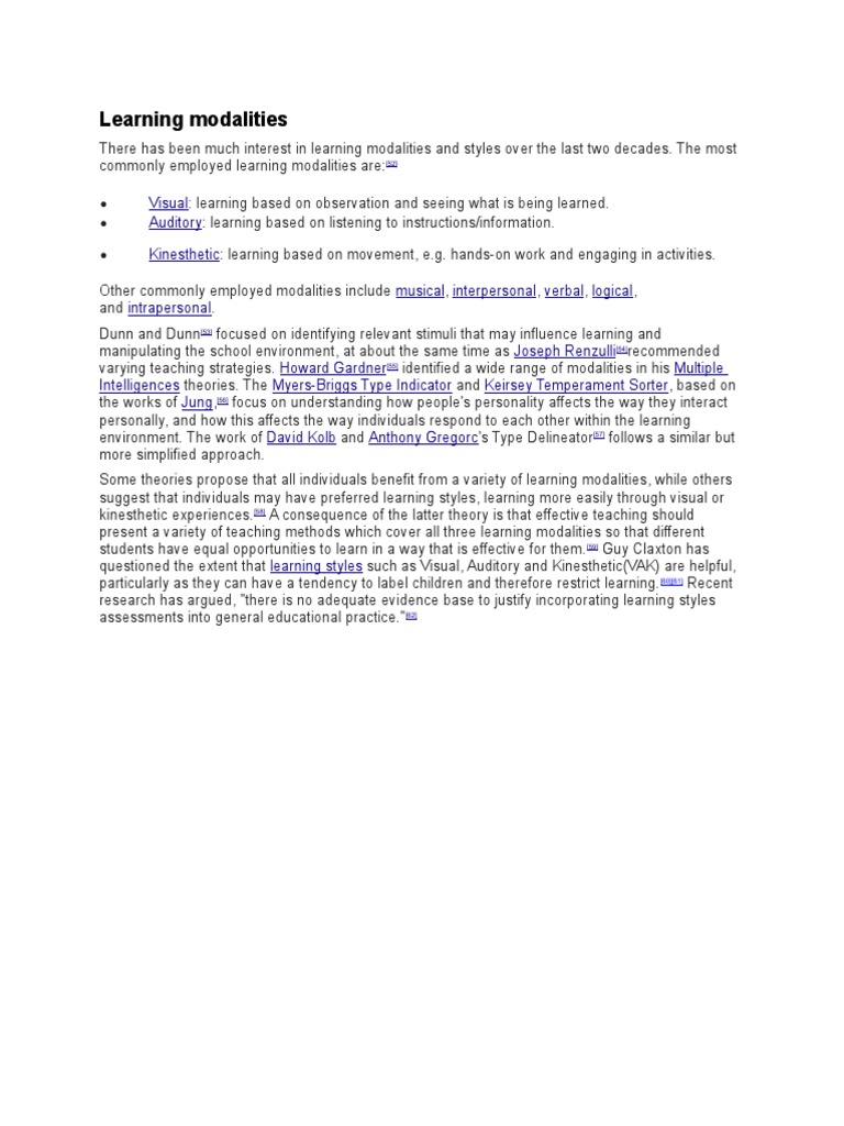 Learning Modalities | PDF