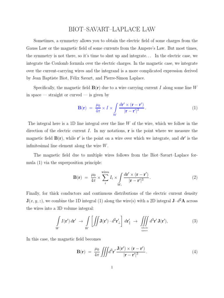 Biot Savart Laplace Law | PDF | Magnetic Field | Triangle