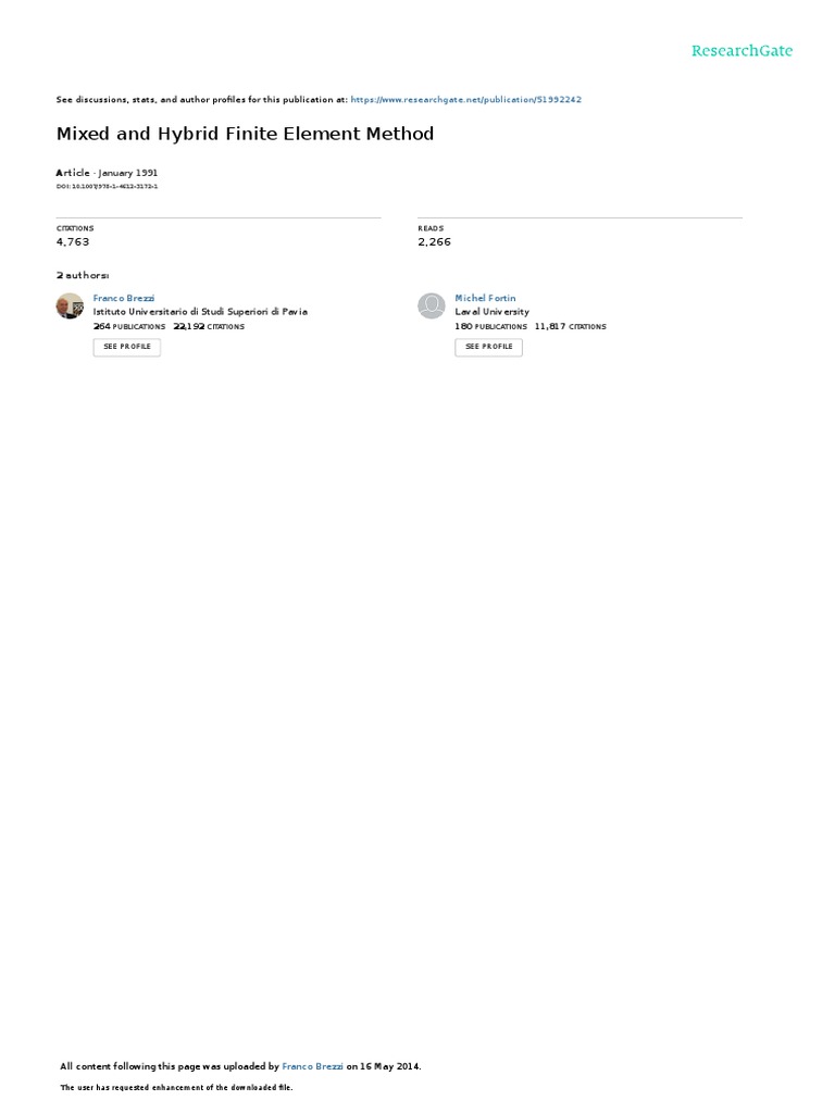 Mixed and Hybrid Finite Element Method | PDF | Mathematical Relations | Mathematical Analysis