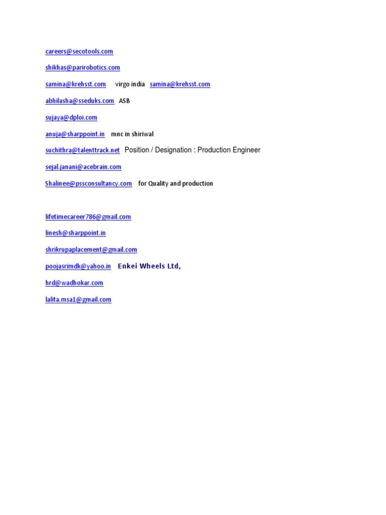 Company Email ID List Compilation | PDF