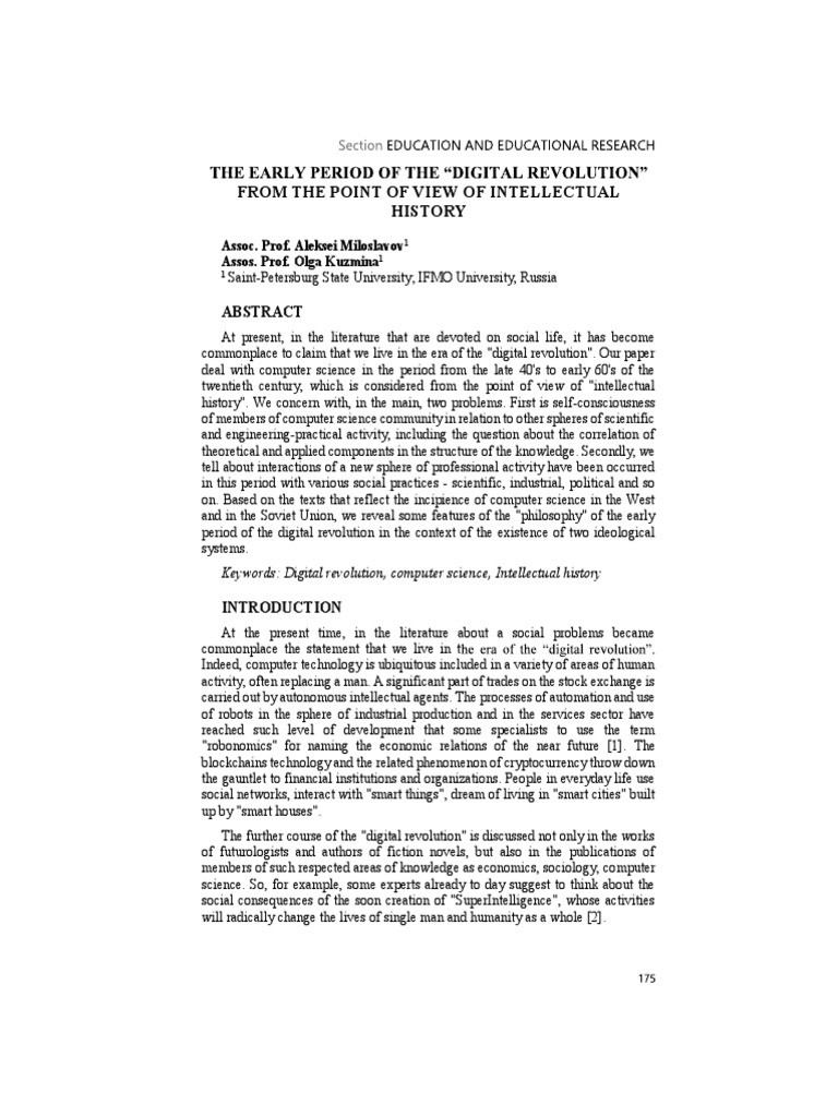 The Early Period of The "Digital Revolution" From The Point of View of ...