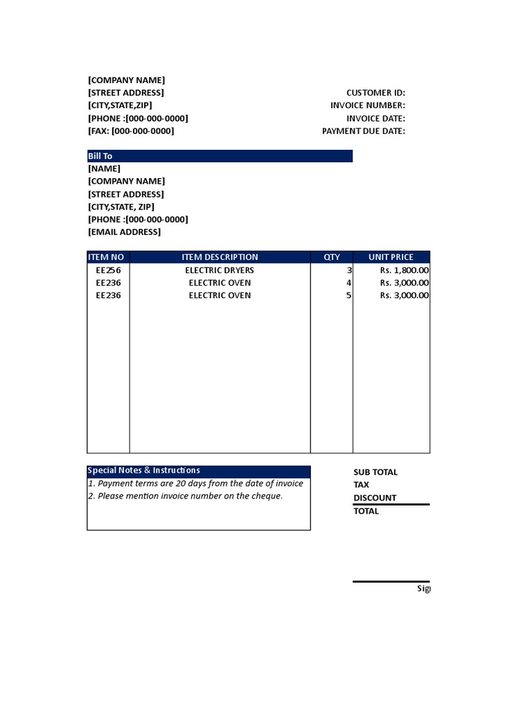 Customer Id: Invoice Number: Invoice Date: Payment Due Date | PDF