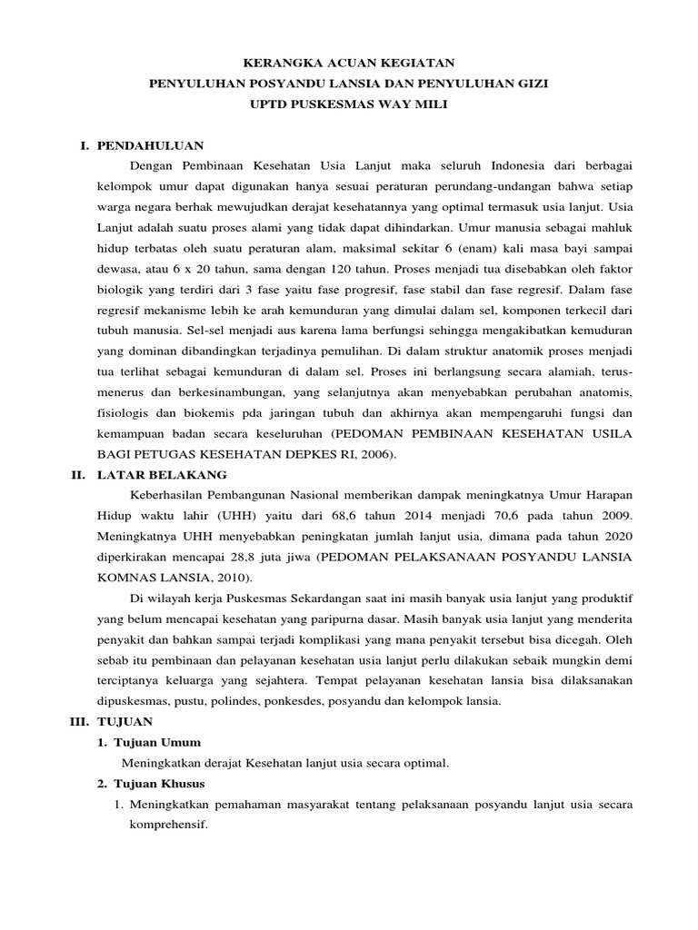 Kak Pembinaan Posyandu Lansia | PDF