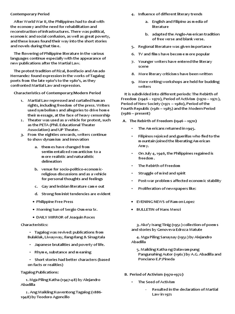 Contemporary Period Final | PDF | Philippines