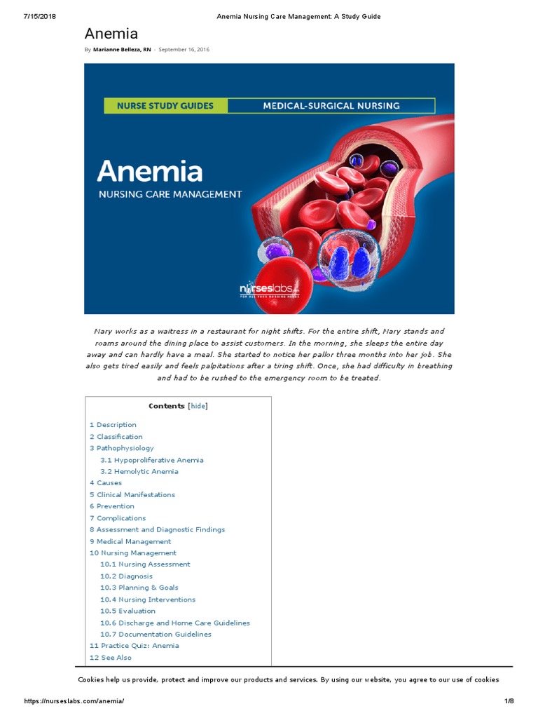 Anemia Nursing Care Management_ a Study Guide | Anemia | Red Blood Cell