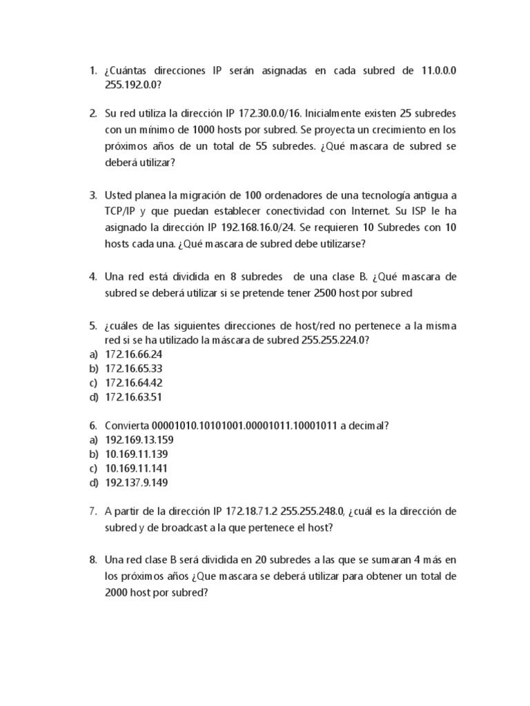 Ejercicios Subneteo | PDF