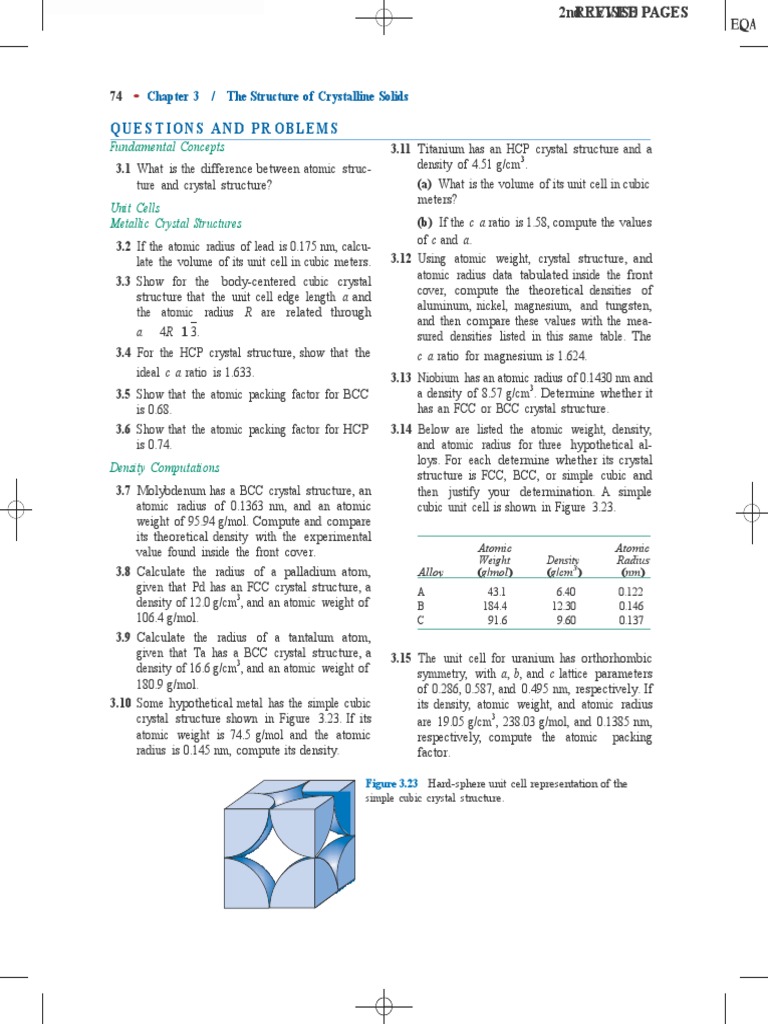 HCP Crystal Structure Density Calculation | PDF | Crystal Structure | X ...