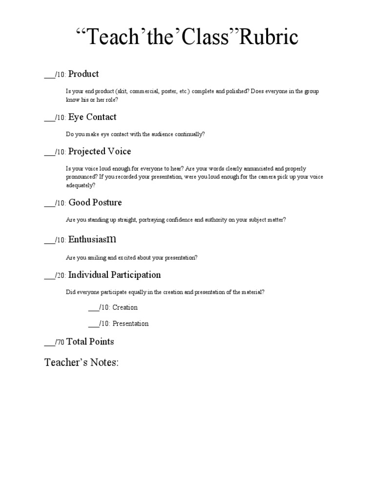 Presentation Skills Evaluation Rubric | PDF