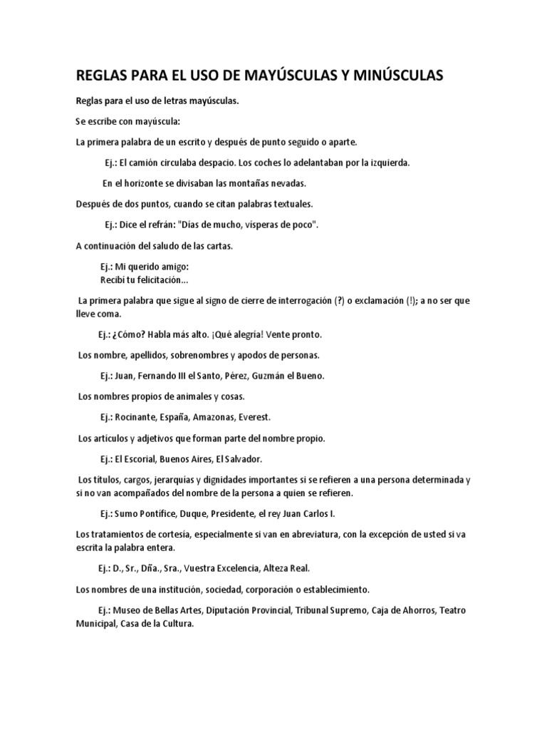 Reglas para El Uso de Mayúsculas y Minúsculas | PDF | Lingüística