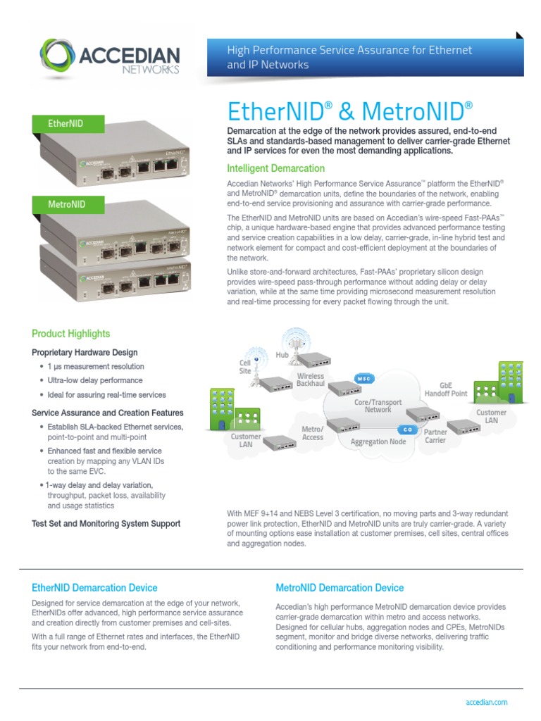 Accedian Networks EtherNID MetroNID 2pg FINAL 083112 PDF | PDF ...