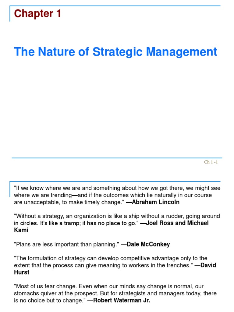 Chapter 1 Nature of Strategic Management | PDF | Strategic Management ...