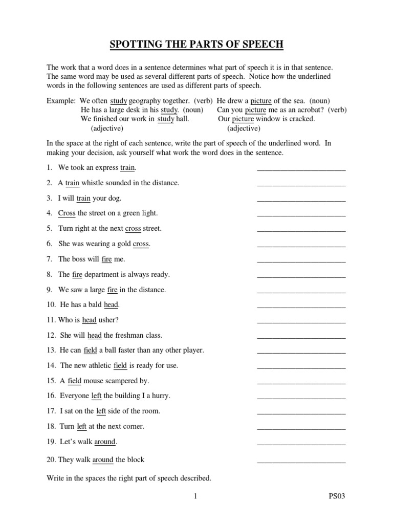 Parts of Speech - Spotting PDF | PDF | Verb | Adjective