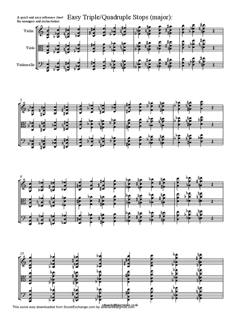 Tripple and Quadruple Stops For Strings | PDF | Cello | Music Production