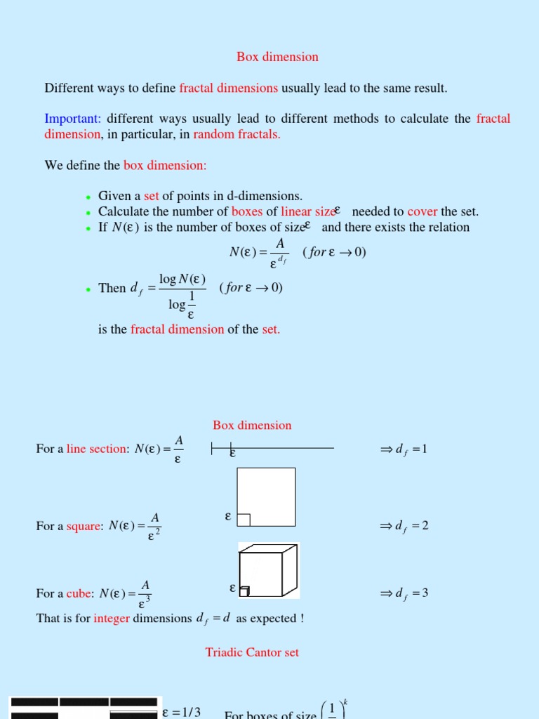 Box Dimension Fractal Dimensions Fractal Dimension Random Fractals. Box ...
