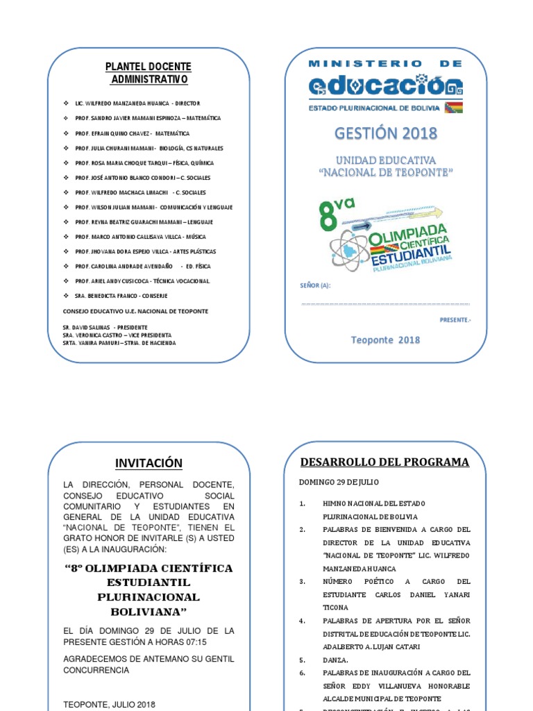 Programa Olimpiada Cientifica Diptico | PDF