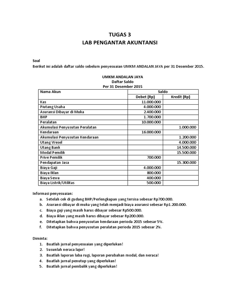Tugas 3 Neraca Lajur LK Penutup Dan Pembalik | PDF