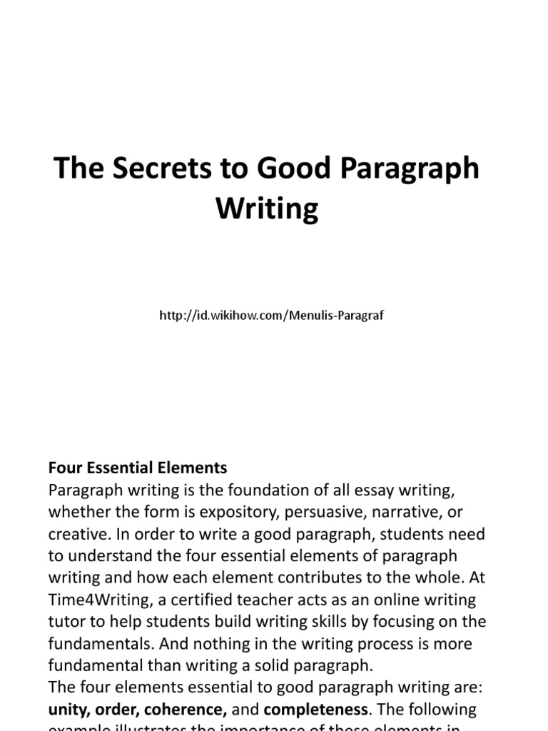 The Secrets To Good Paragraph Writing | PDF | Paragraph | Question