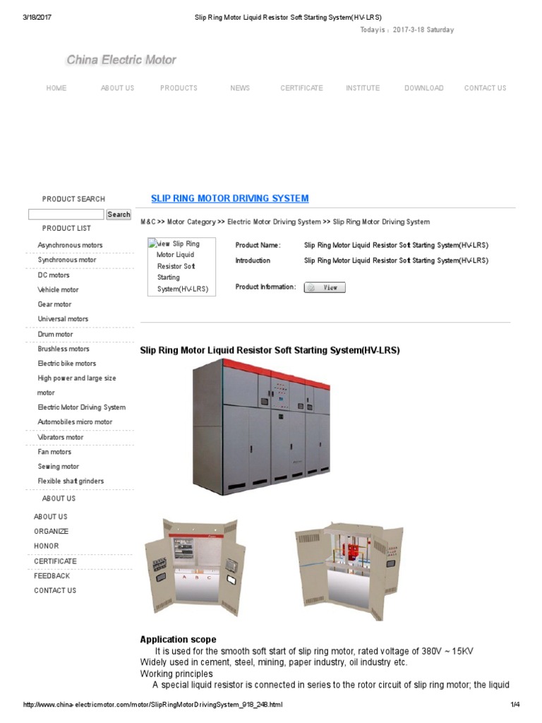 Slip Ring Motor Liquid Resistor System | PDF | Electric Motor | Resistor
