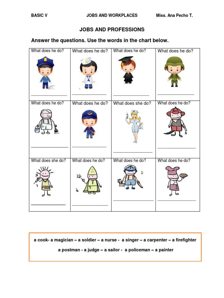 Jobs and Professions Fun Activities Games 42497 | PDF