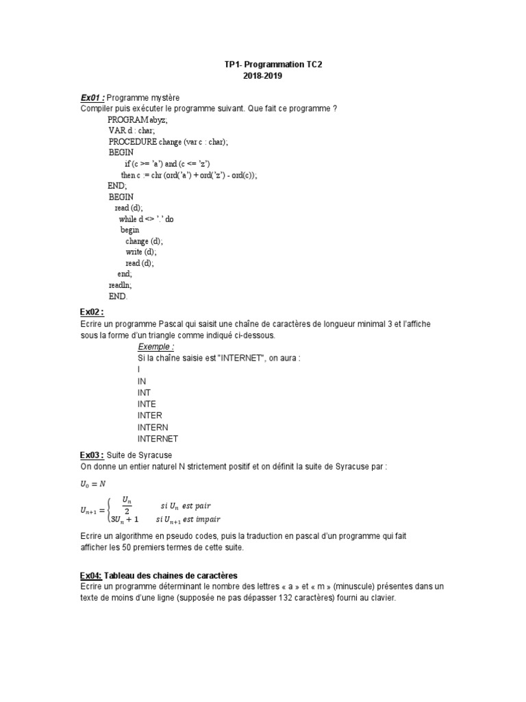 TP1 2018 | PDF | Programme informatique | Programmation
