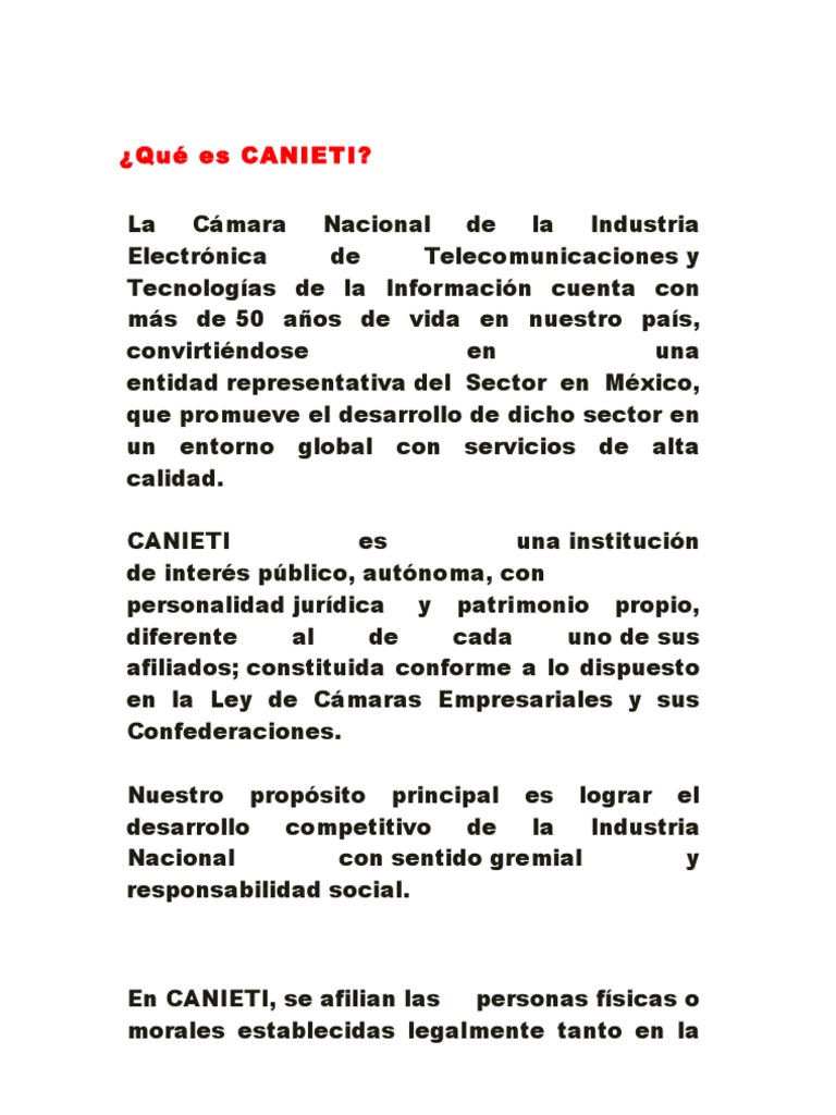 Canieti | PDF | Tecnología de información y comunicaciones | Software
