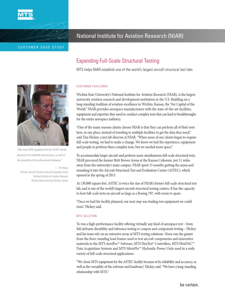 National Institute For Aviation Research (NIAR) : Expanding Full-Scale ...