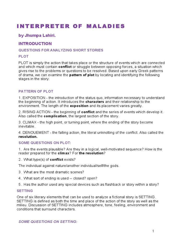 Interpreter of Maladies Booklet | PDF | Narration | Plot (Narrative)