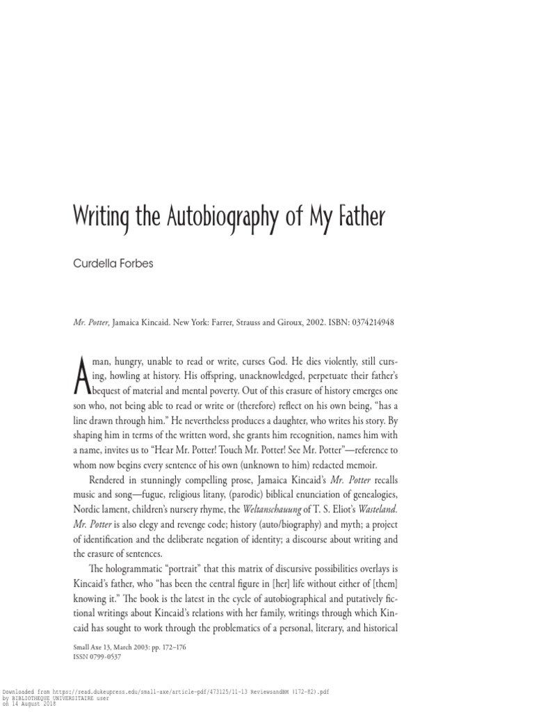Writing The Autobiography of My Father | PDF | Poetry | Aesthetics