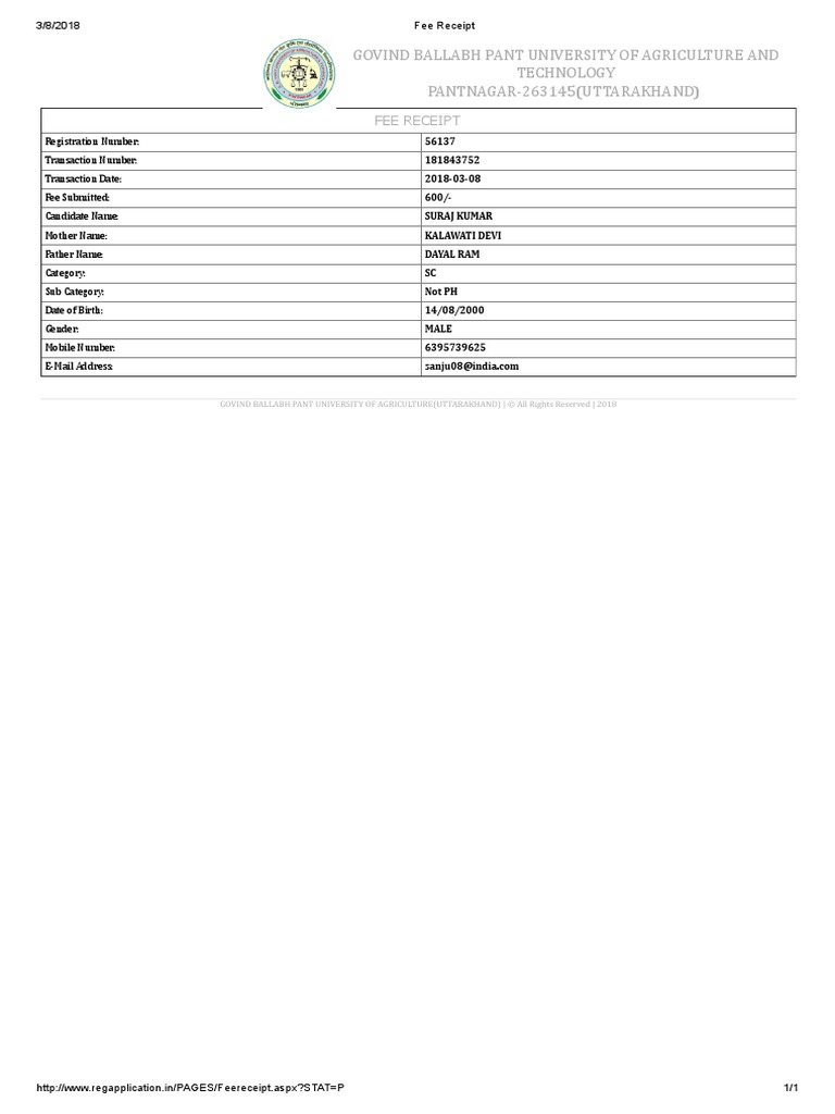 Govind Ballabh Pant University of Agriculture and Technology Pantnagar ...