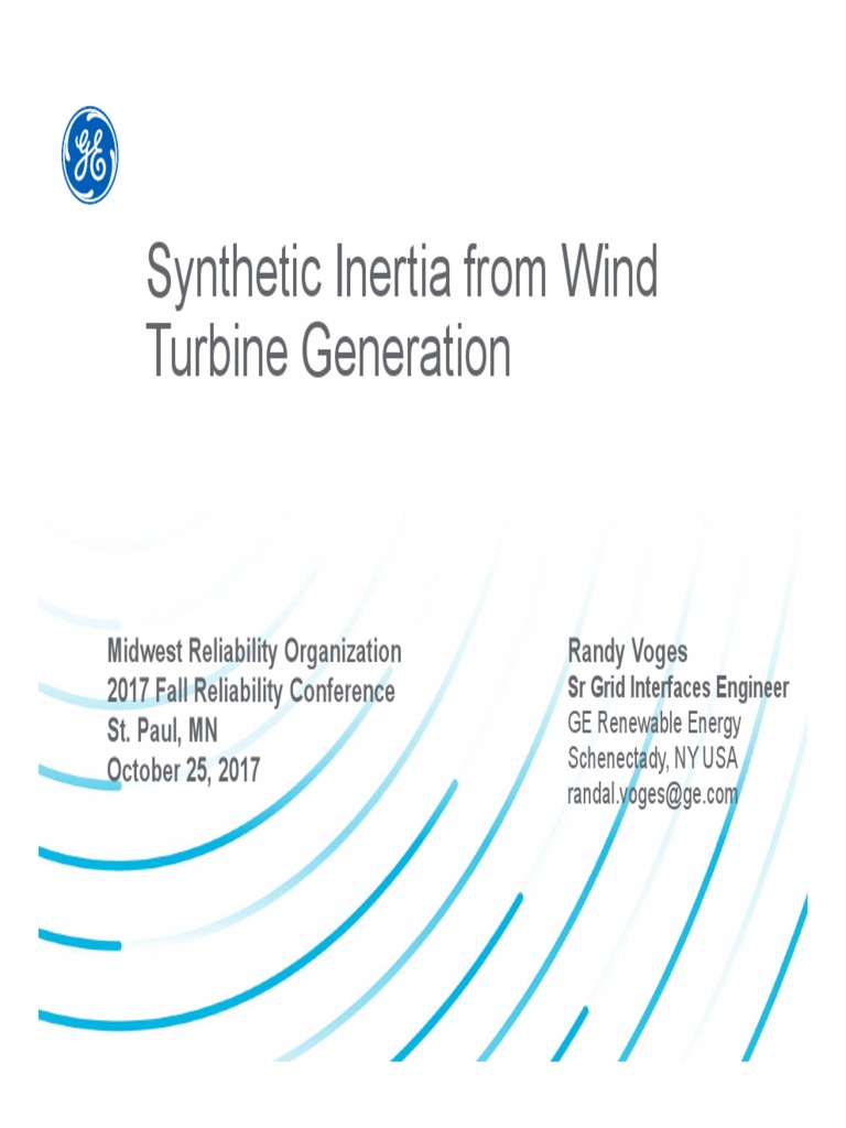 Synthetic Inertia From Wind Turbine Generation, Randy Voges | PDF ...