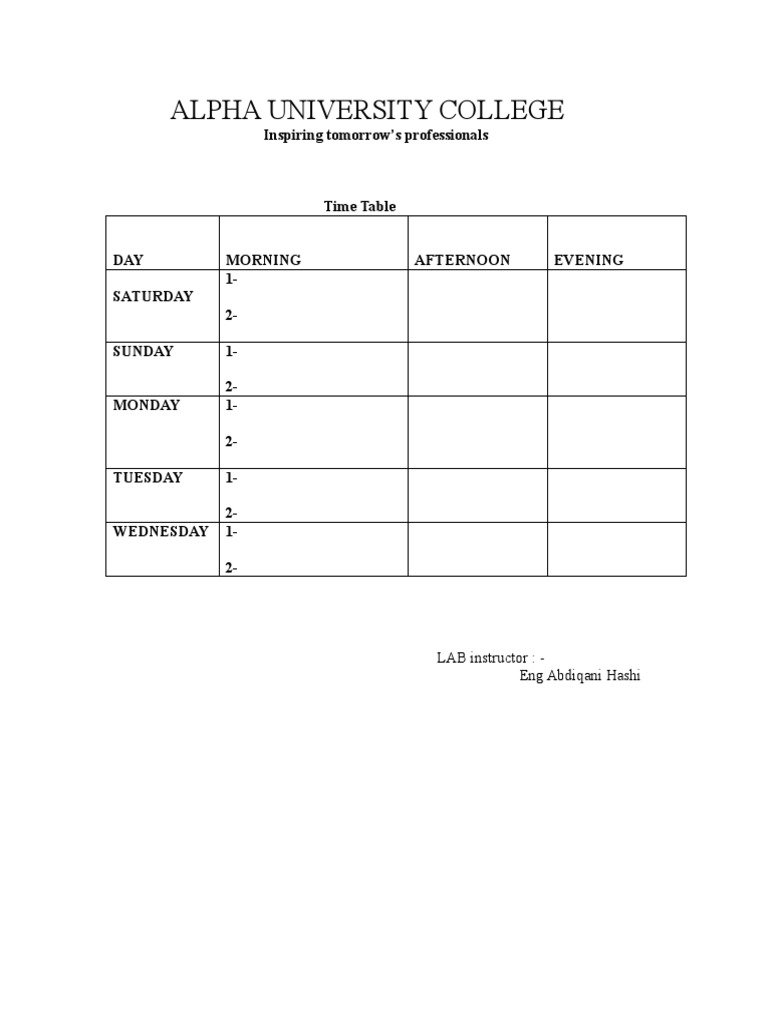 Time Table PDF | PDF