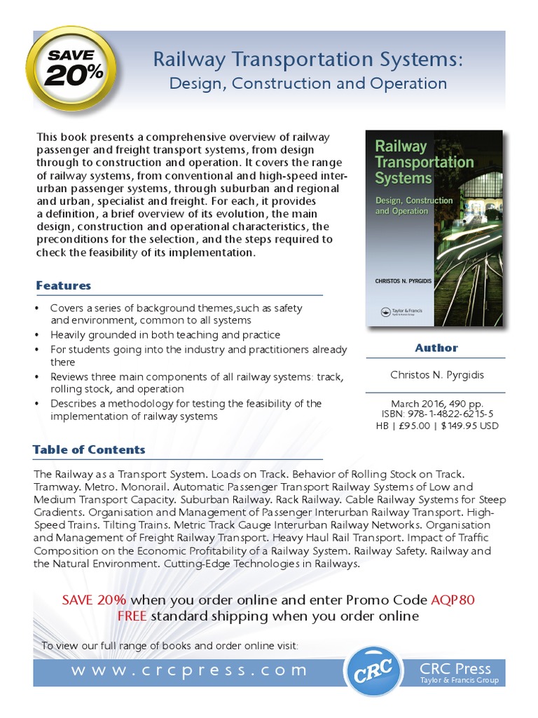 Railway Transportation Systems Design Construction and Operation | PDF ...