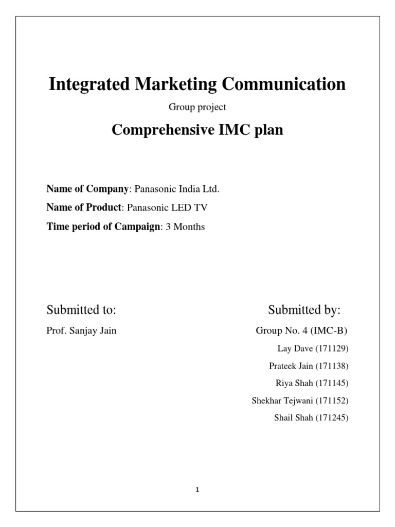 IMC-of Panasonic Led TV | PDF | Brand | Television