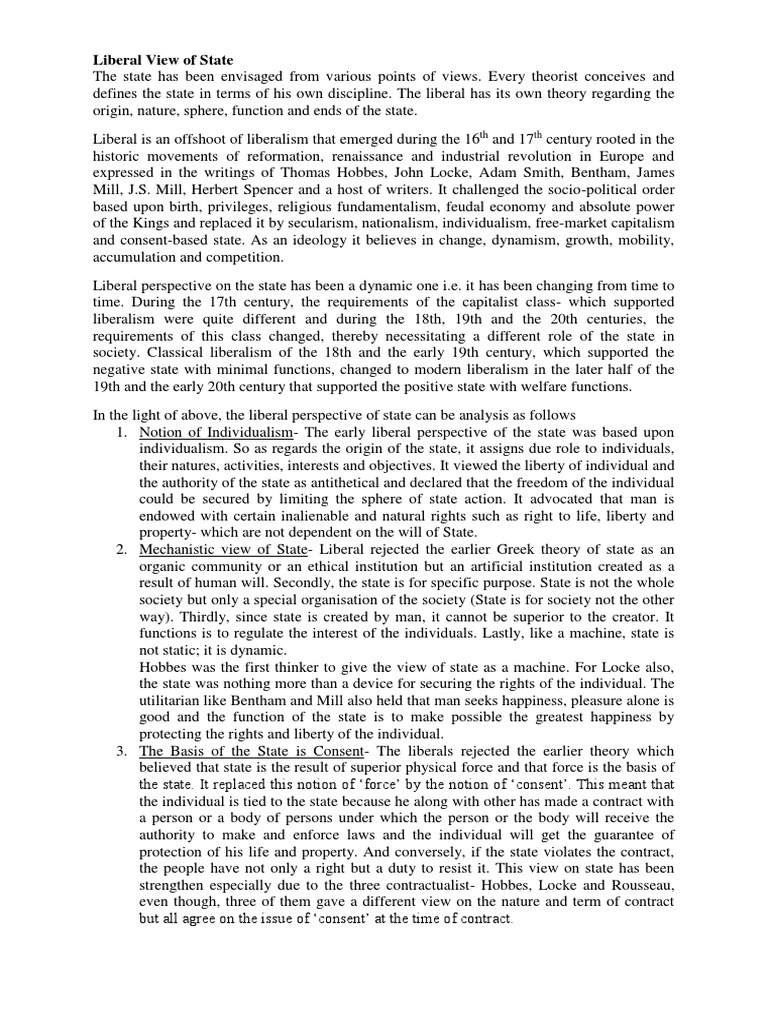 Liberal View of State: TH TH | PDF | Liberalism | Natural And Legal Rights